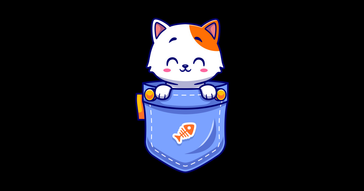 Cute Cat In Pocket Cartoon - Cute Cat In Pocket Cartoon - Sticker ...