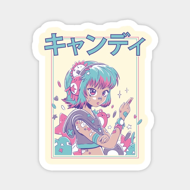 Japanese Candycore - Retro Anime Girl - Candycore - Magnet | TeePublic