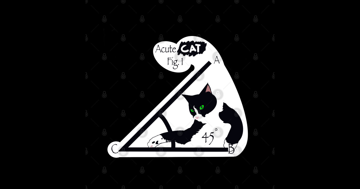Acute Cat - Funny Math - Sticker | TeePublic