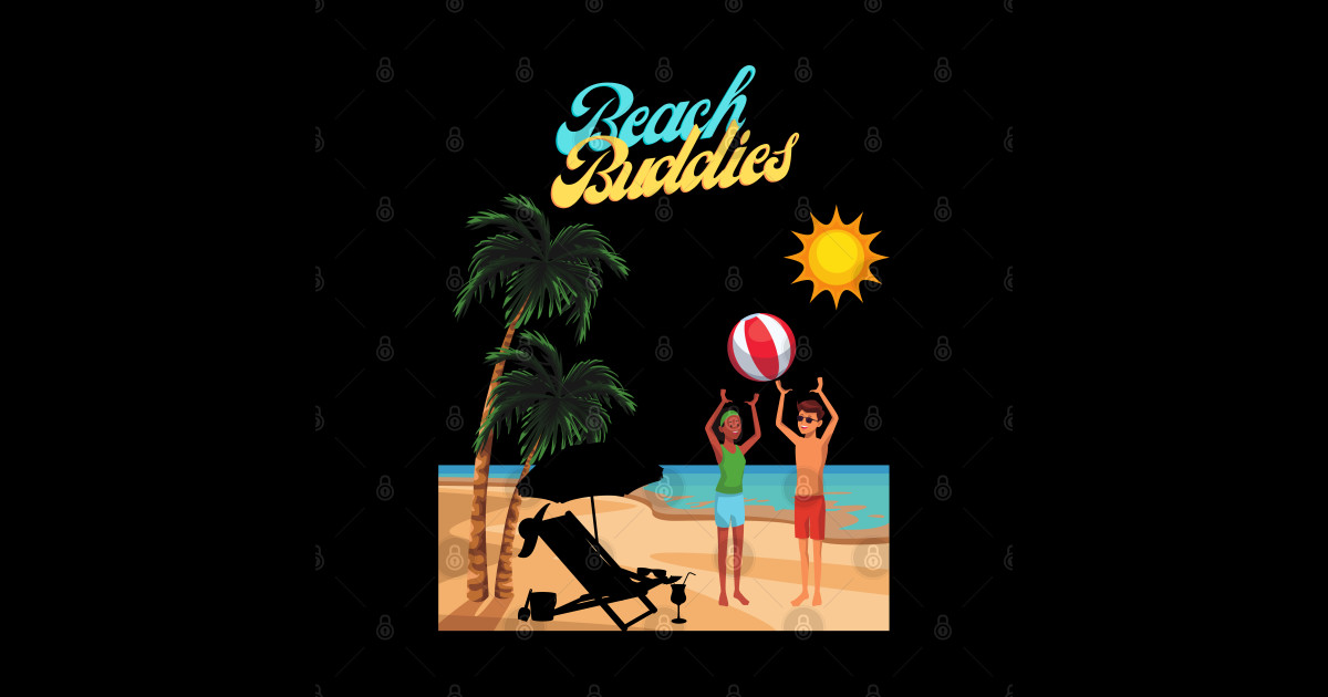 Beach Buddies with Sun - Beach - Sticker | TeePublic