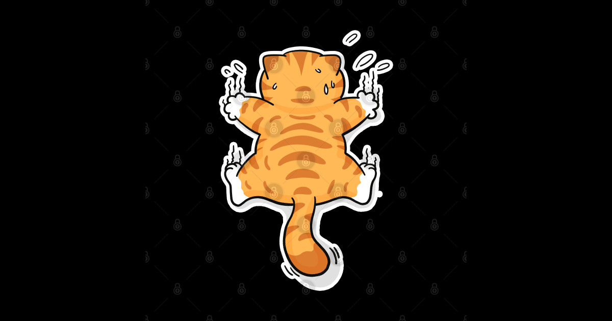 Funny Orange Tabby Cat Back View Sliding Down Wall Cartoon - Funny ...