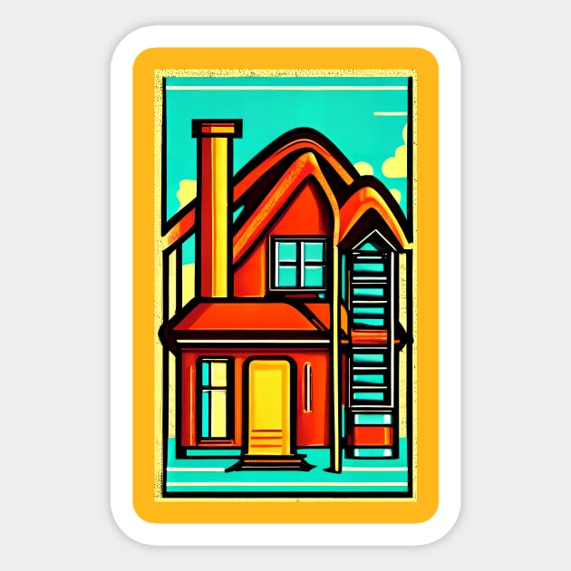 Comic house - House - Sticker | TeePublic