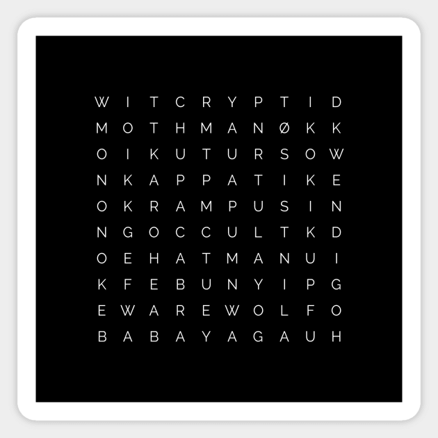 Hidden word puzzle - Cryptids - Cryptid - Sticker | TeePublic