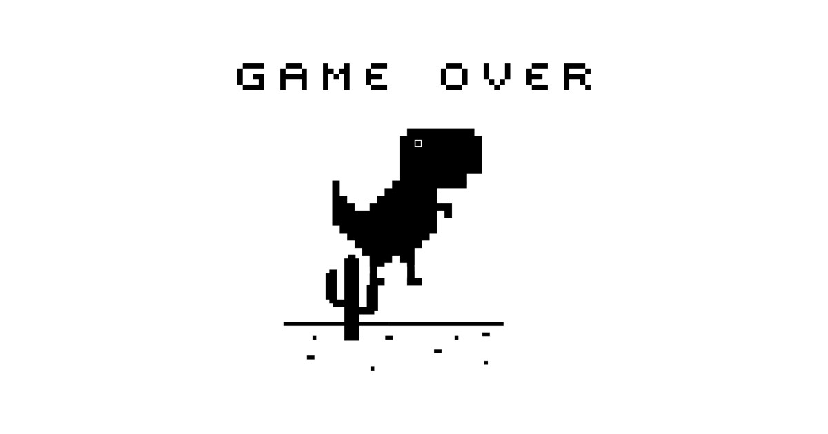 Chrome Dinosaur ( T-Rex Dino) Game Over - Chrome Dinosaur - T-Shirt ...