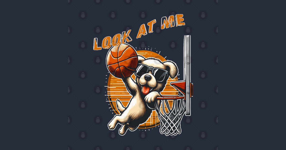 funny dog basketball Slam Dunked sport boys men kids - Funny Dog ...