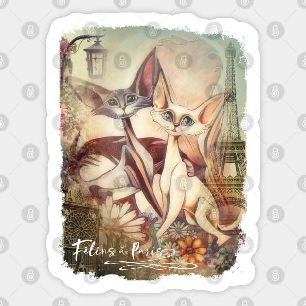 The Cats of Paris. Cartoon. Caricature. Orig. art. - Cats - Sticker ...