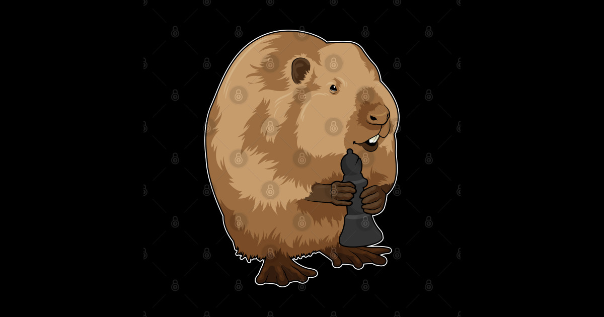 Beaver at Chess with Chess piece Bishop - Chess Player - Sticker ...