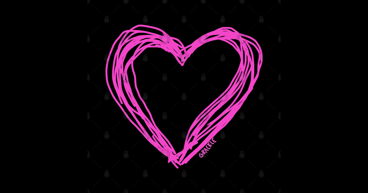 Pink Scribbly Heart - Scribble Art - Sticker | TeePublic