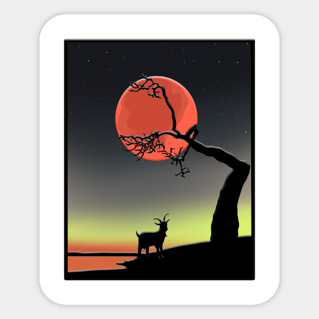 Moon Goat - Goat - Sticker | TeePublic