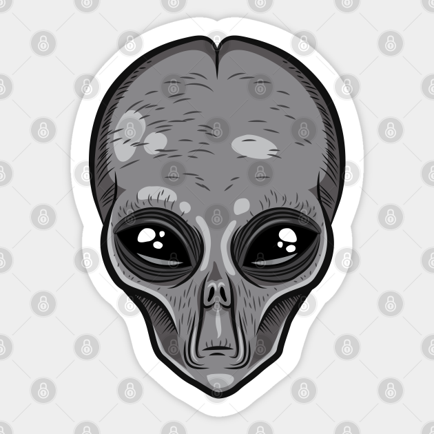 Alien Head - Alien Head - Sticker | TeePublic