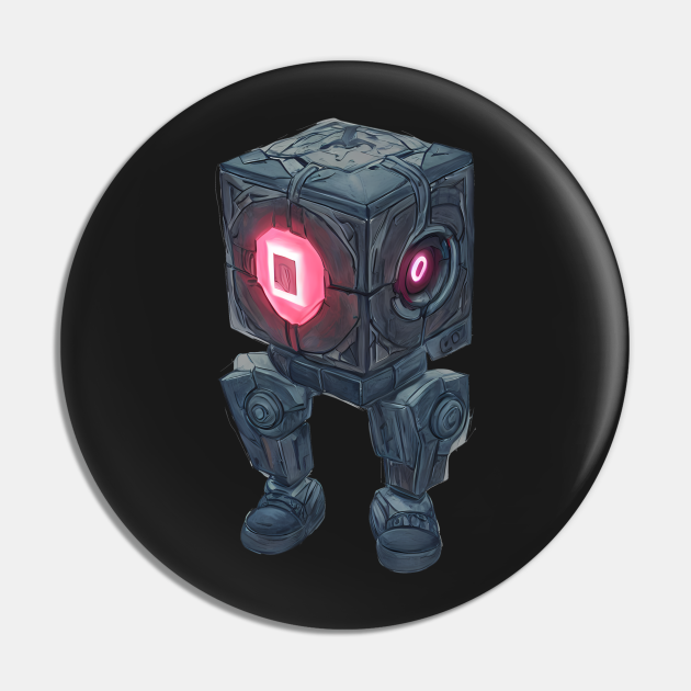 Portal - Companion Cube Inspired Bot - Portal - Pin | TeePublic