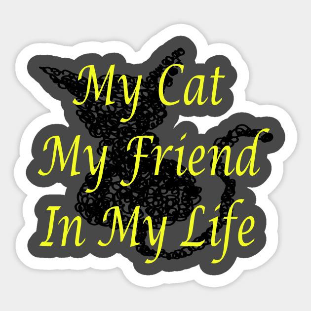 Scribble Black Cat - Cat - Sticker | TeePublic