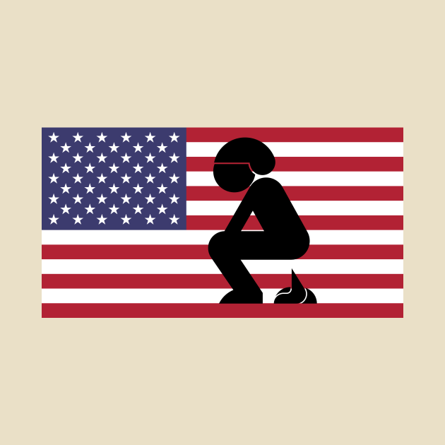 Pooping On The American Flag - Anti America - T-Shirt | TeePublic