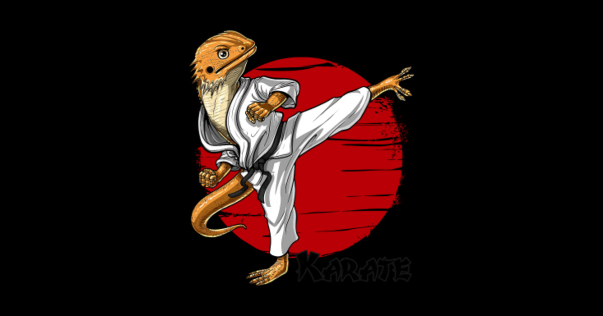 Funny Bearded Dragon Karate Black Belt Lizard Reptile - Karate ...