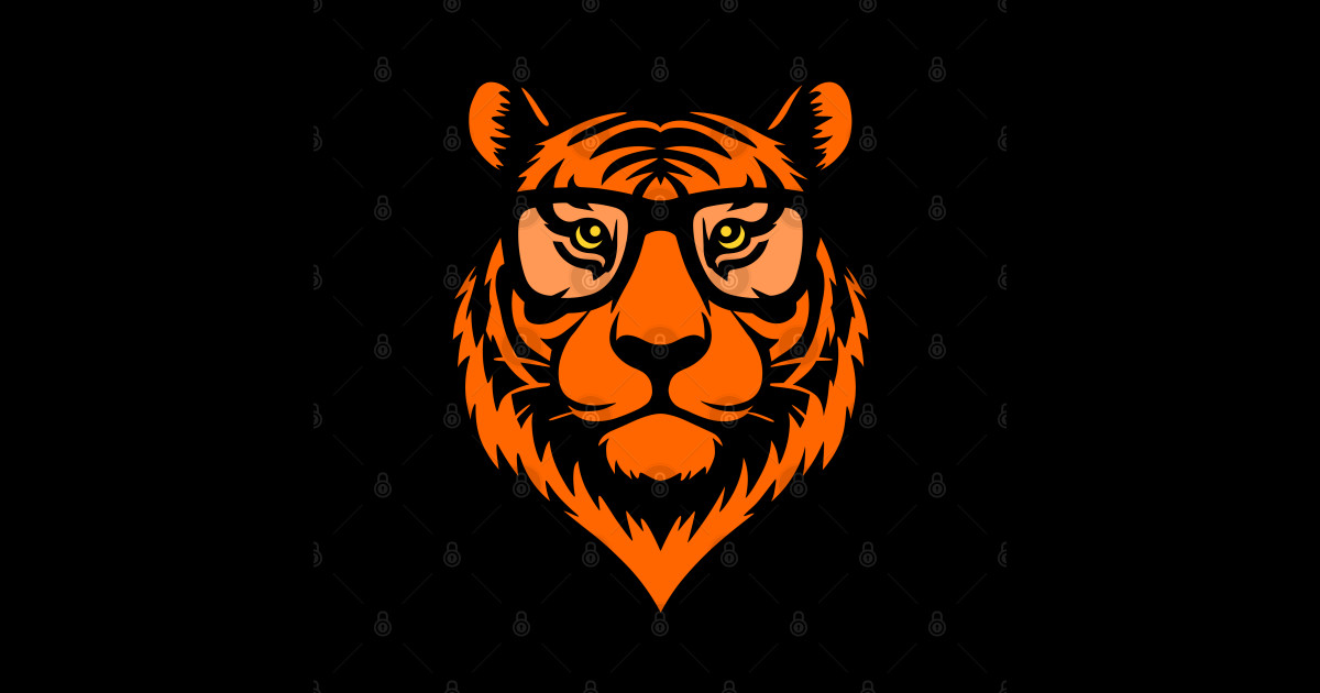 Smart Tiger with Glasses - Tiger - Sticker | TeePublic