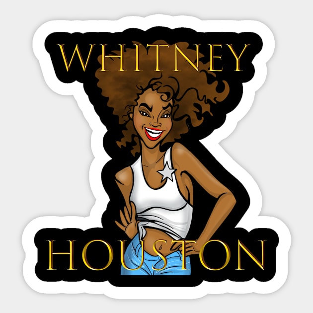 Whitney Houston - Cartoon Design - Whitney Houston - Sticker | TeePublic