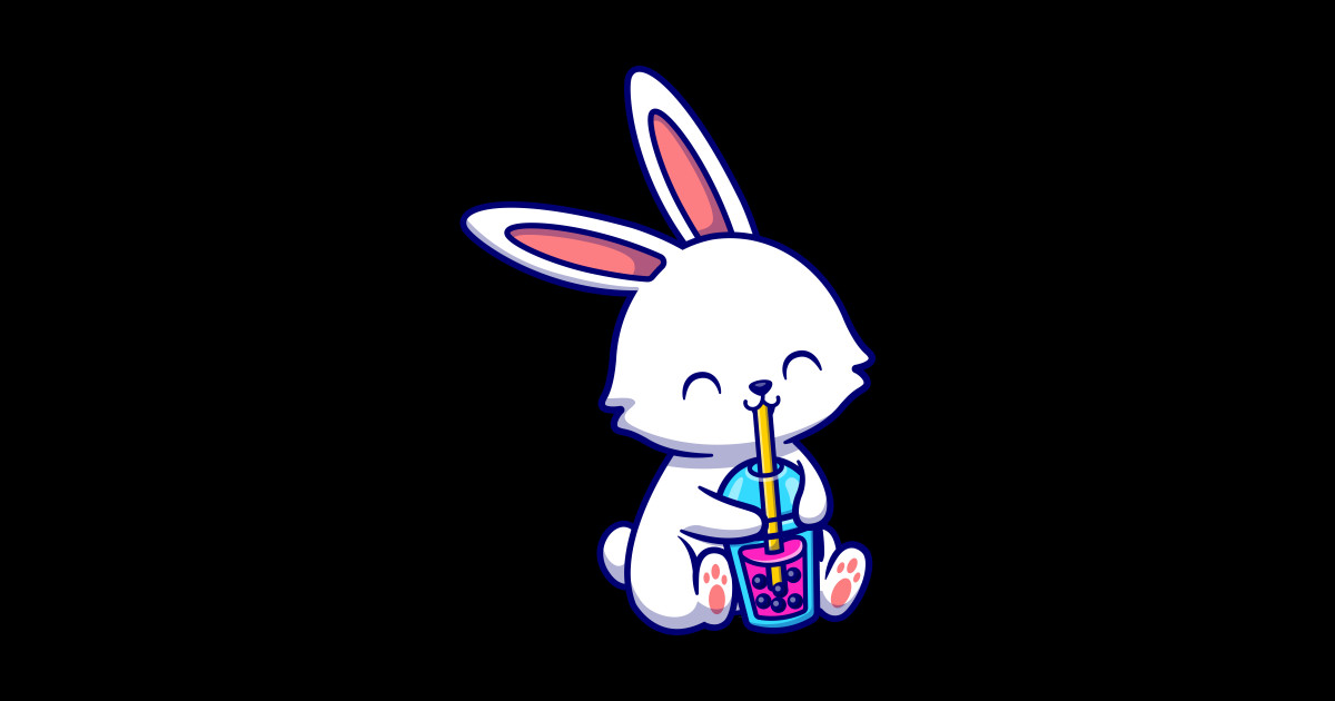 Cute Rabbit Drink Boba Milk Tea Cartoon - Cute Rabbit Drink Boba Milk ...