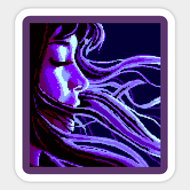 Girl, Hair Blowing in the wind, pixel art - Pixel Art - Sticker | TeePublic