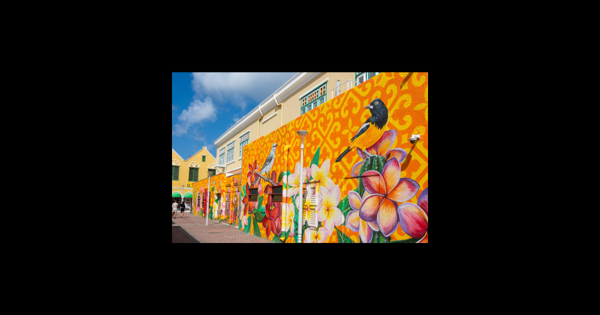 Colorful Mural in Punda Willemstad Curacao - Curacao - Sticker | TeePublic