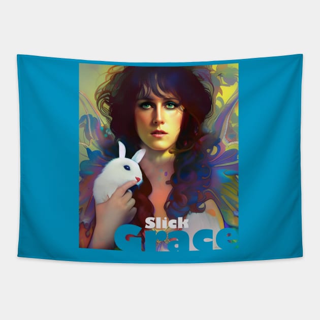 Grace Slick White Rabbit - Grace Slick - Tapestry | TeePublic