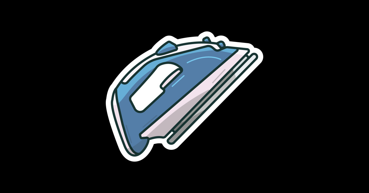 House Electric Iron Sticker vector illustration. Home interior objects ...