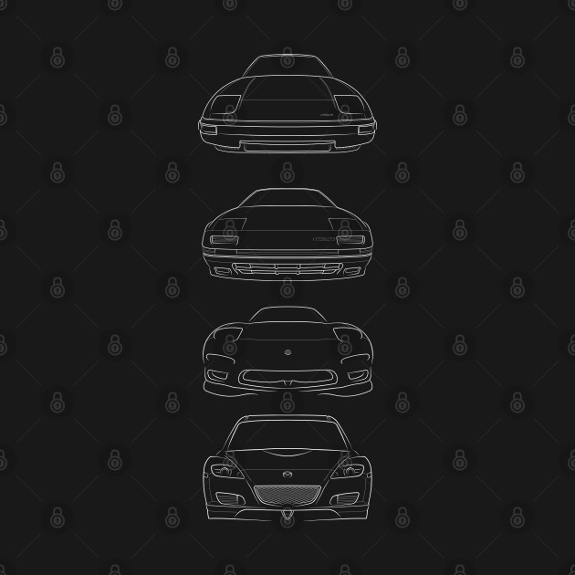 front/profile - Evolution of Mazda RX-7 & RX-8 - stencil, white - Mazda ...