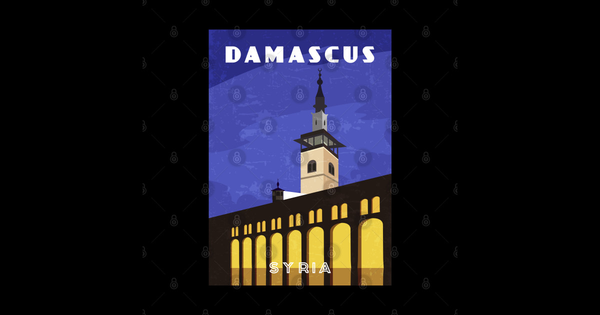 Damascus, Syria.Retro travel poster - Damascus Syria - Sticker | TeePublic