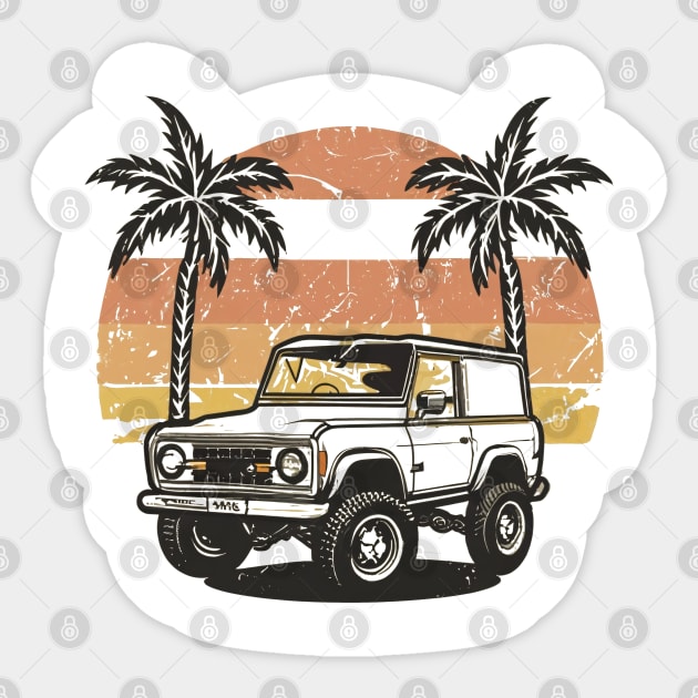 Bronco Palm Trees Beach Retro - Bronco - Sticker | TeePublic