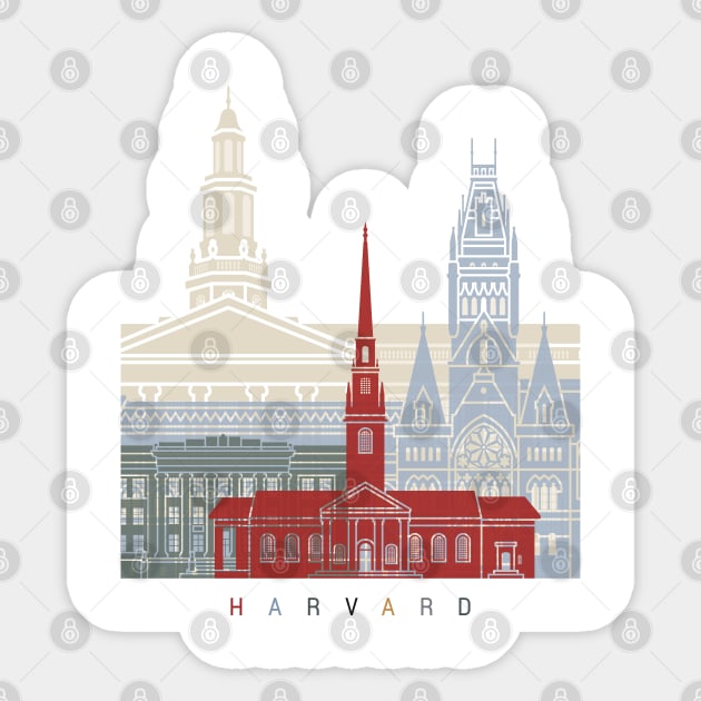 Harvard skyline poster - Skyline - Sticker | TeePublic