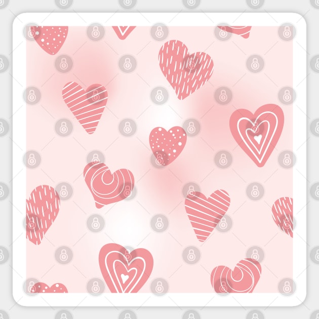 Textured hearts on soft blush pink background - Hearts - Sticker ...