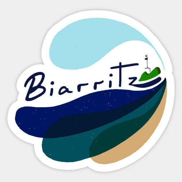 Biarritz Beach France Logo Design - Biarritz Beach Lighthouse - Sticker ...