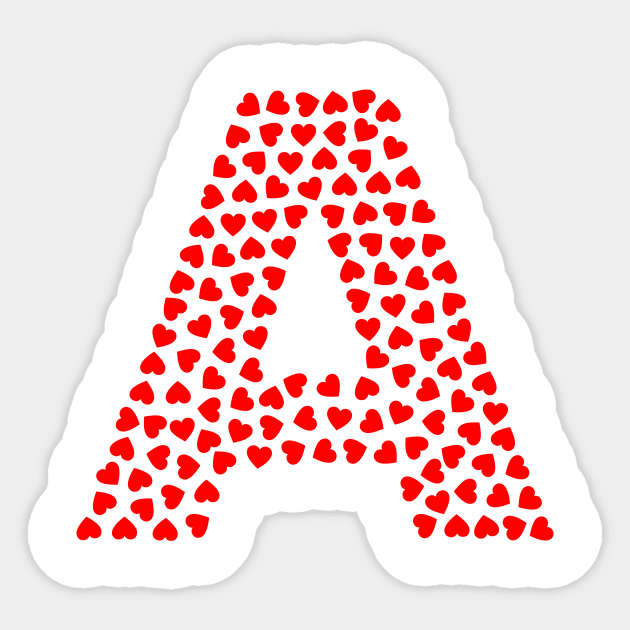 Letter A Heart Shape Initial - Letter A - Sticker | TeePublic