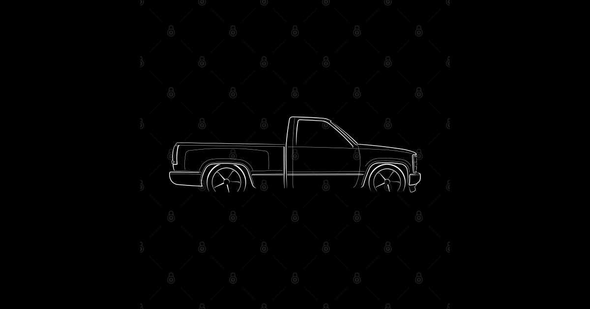 1990 Chevy C/K Stepside - profile stencil, white - Chevy Ck - Posters ...