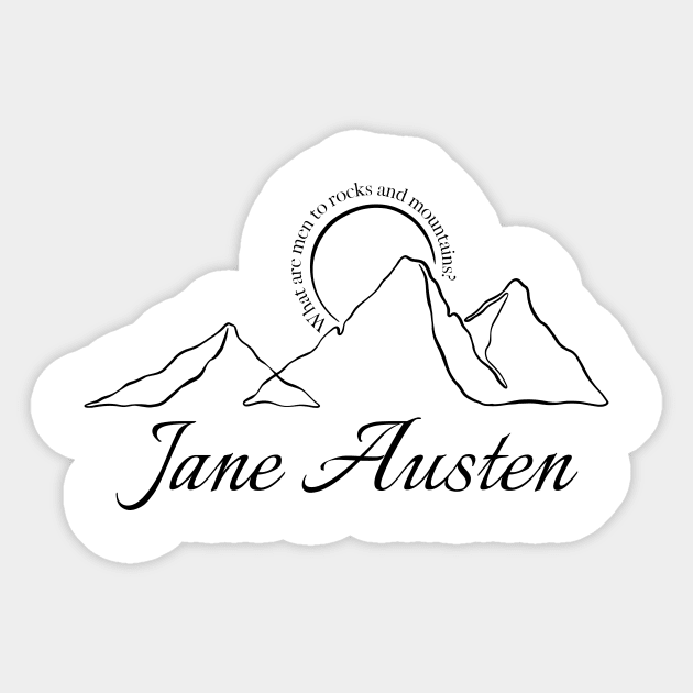 Jane Austen nature black line art - Pride And Prejudice - Sticker ...