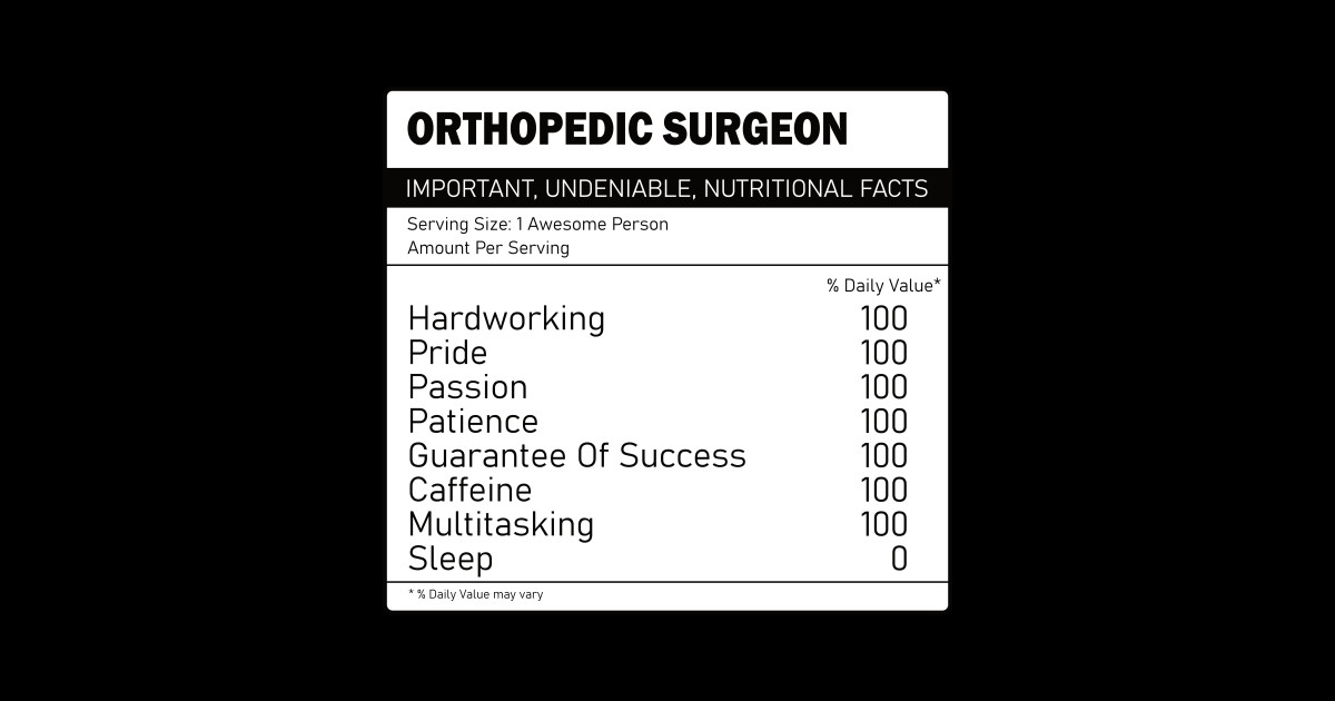 orthopedic surgeon nutritional facts label - Orthopedic Surgeon ...