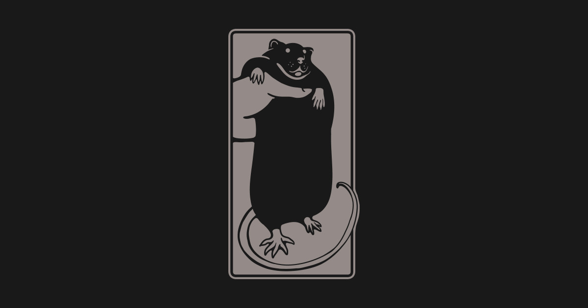 Minimal stylized art for rodent fans. Cute rat pet in negative space ...