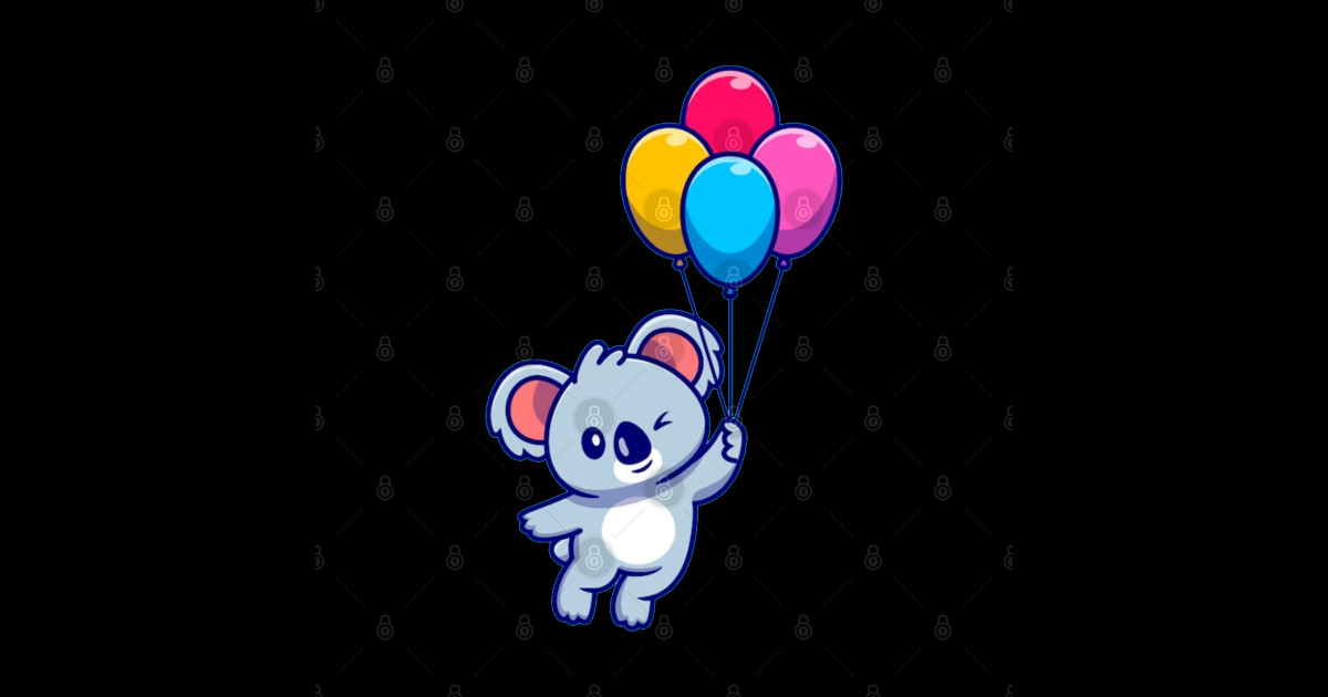 Cute koala floating with balloon - Koala - Sticker | TeePublic
