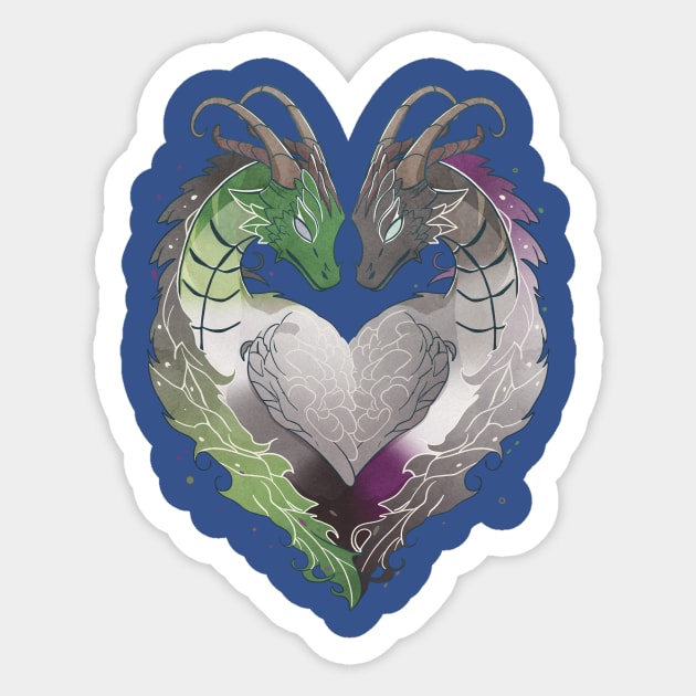 Aromantic Asexual Aroace Dragons LGBT Pride Flag - Aroace - Sticker ...