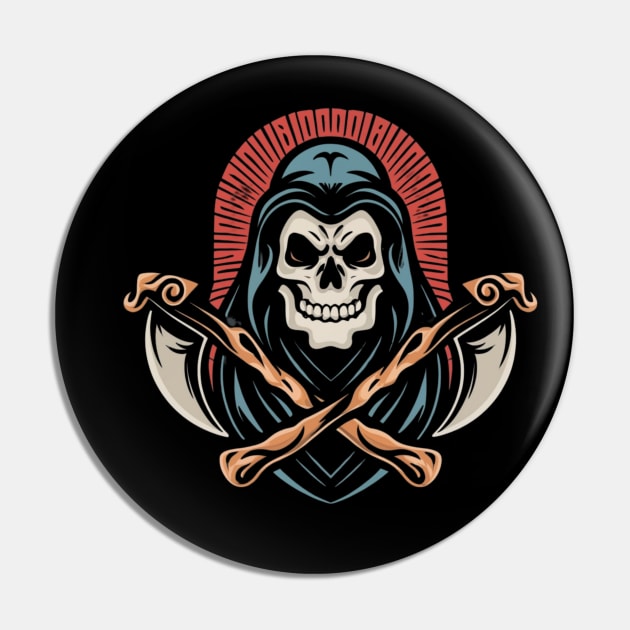 American Traditional Grim Reaper Tattoo - Grim Reaper - Pin | TeePublic