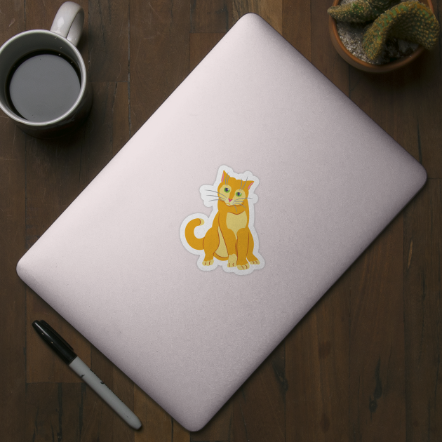 Yellow Tom Cat - Cat - Sticker | TeePublic