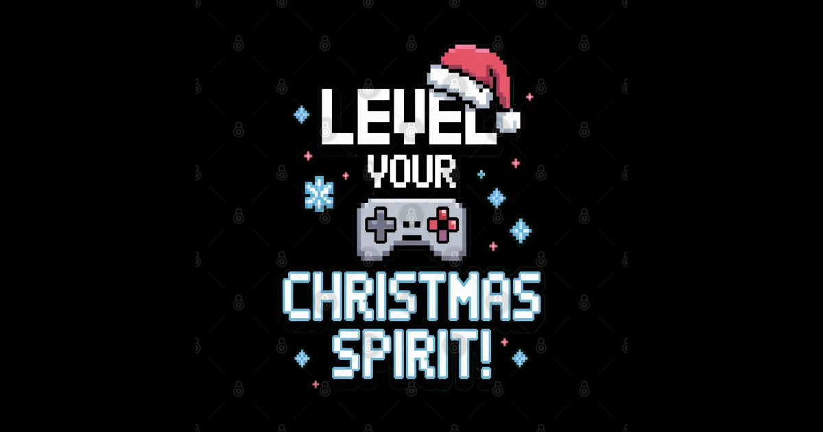 Level Your Christmas Spirit Gamer Controller Pixel Holiday - Level Your ...