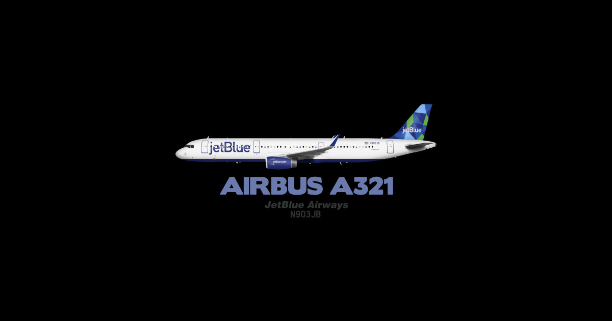 Airbus A321 - JetBlue Airways - Aviation - Sticker | TeePublic