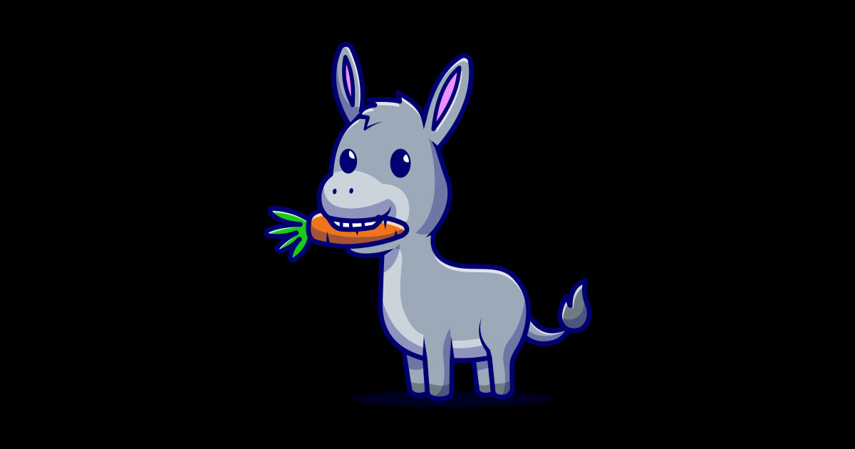Cute Donkey Eating Carrot Cartoon Vector Icon Illustration - Donkey ...