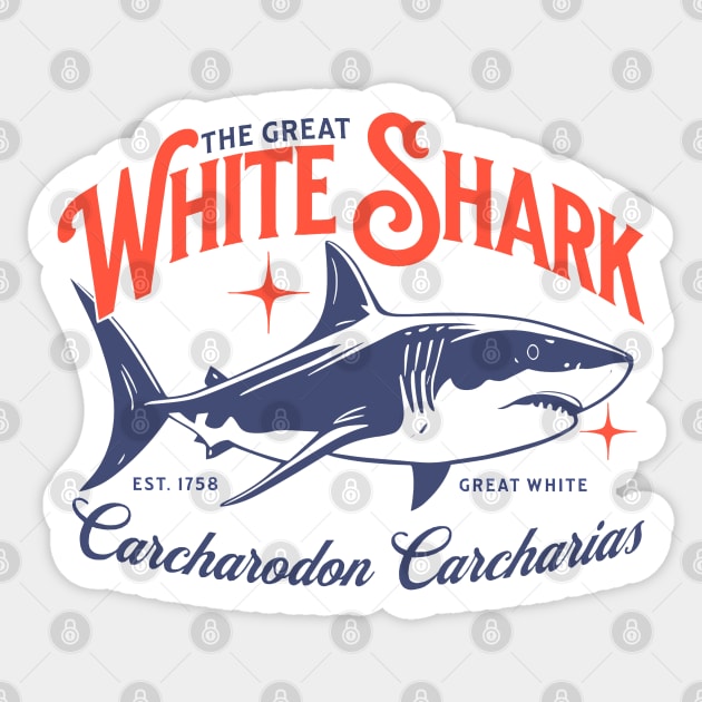 The Great White Shark - Great White Shark - Sticker | TeePublic