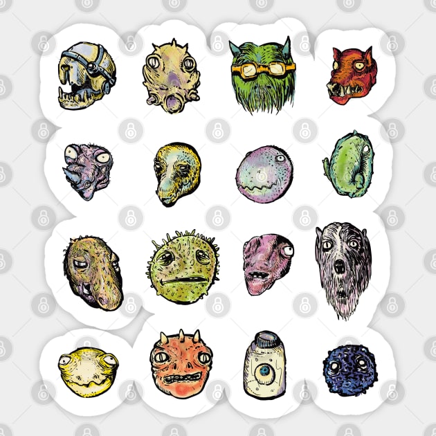 Funny Monsters in colors! - Monsters And Maniacs - Sticker | TeePublic