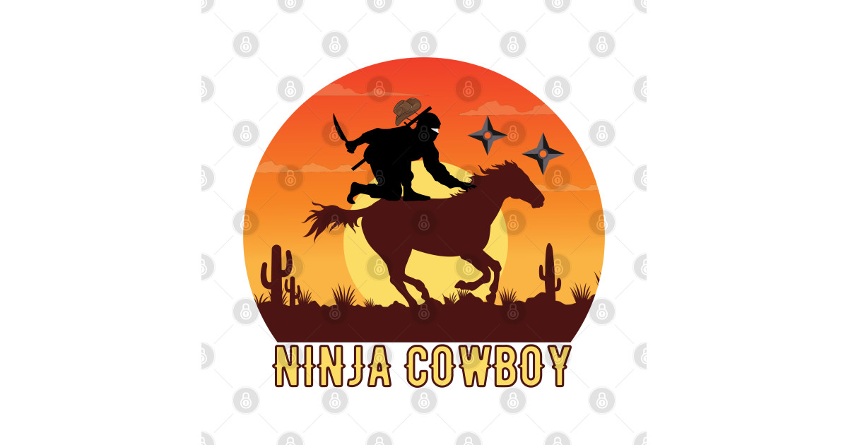 Ninja Cowboy riding horse Funny ninja - Funny Ninja - T-Shirt | TeePublic