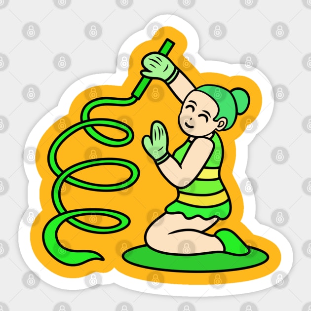Chibi girl gymnastic ribbon - Gymnastics - Sticker | TeePublic