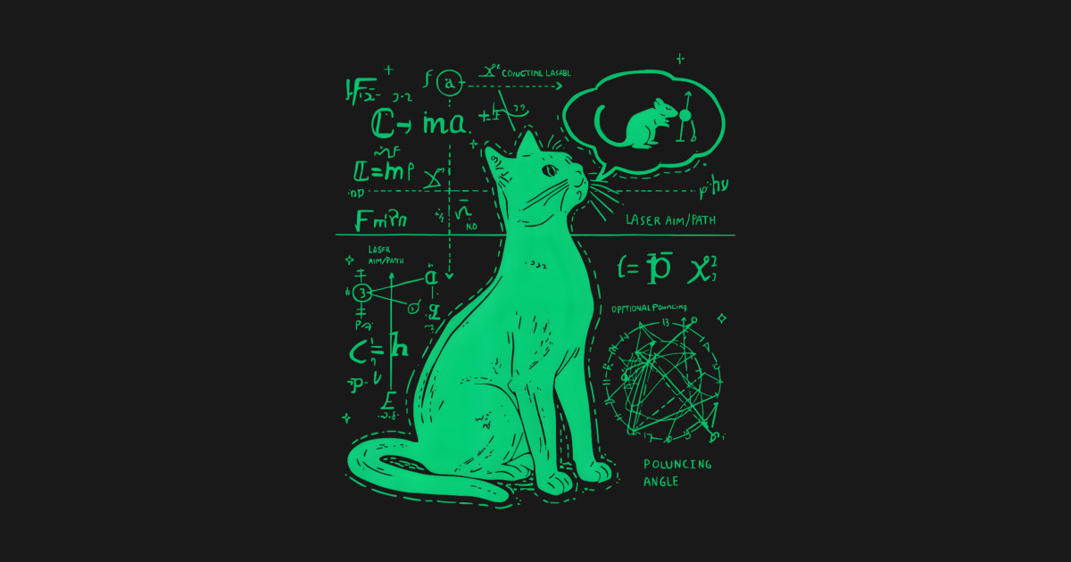 Cat Physics Nerd Math Science Humor Cat - Funny Cat Physics - T-Shirt ...