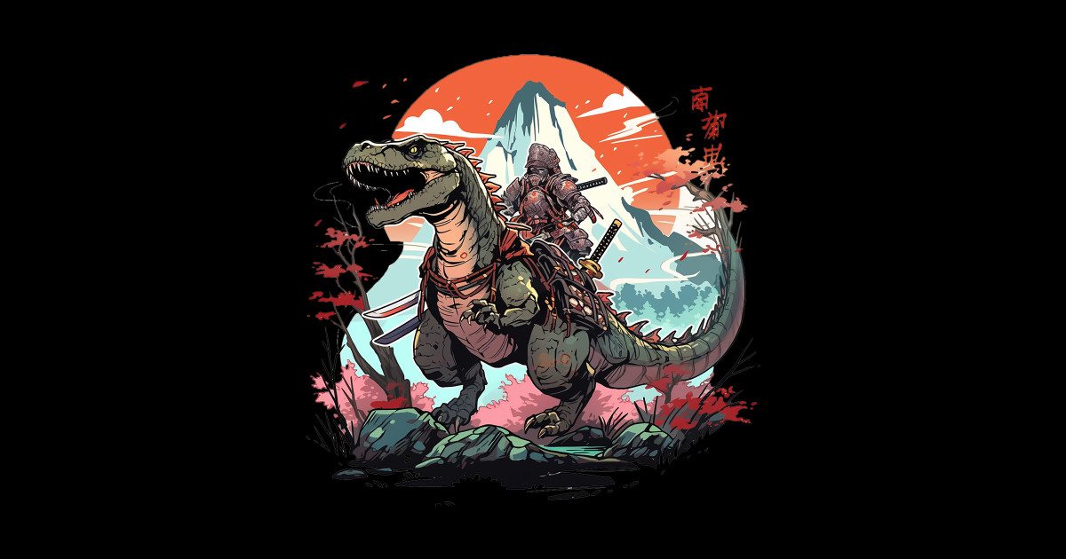 dinosaur and samurai - Samurai - Sticker | TeePublic