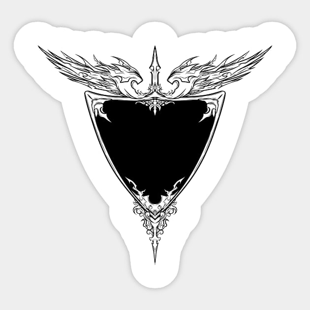 Classic Black Shield - Lineart - Sticker | TeePublic